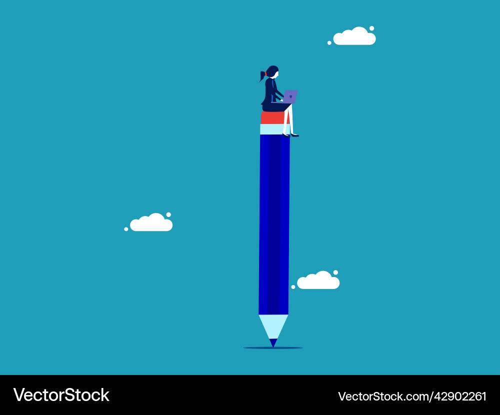 Writing creative works businesswoman working Vector Image