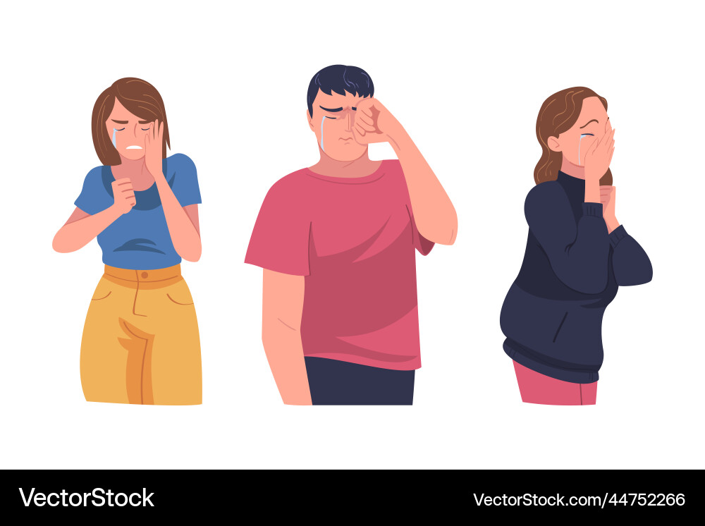 Crying people character weeping and sobbing from Vector Image