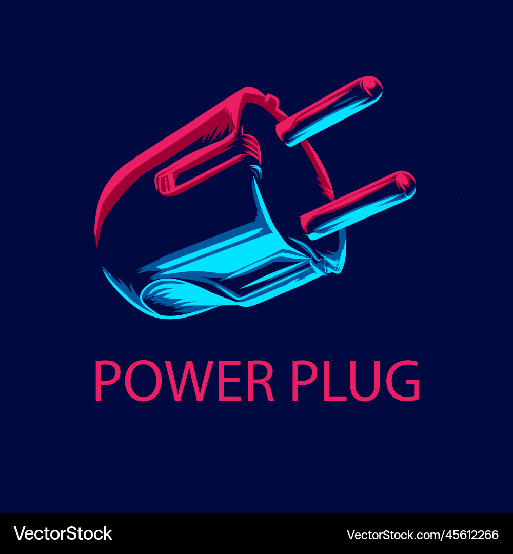 Electrical power plug line pop art portrait logo Vector Image