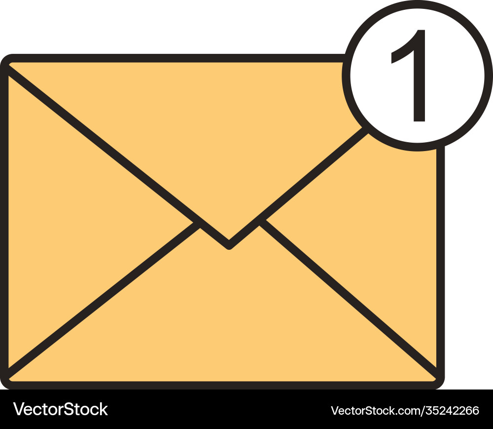 Envelope mail with number one line and fill style Vector Image