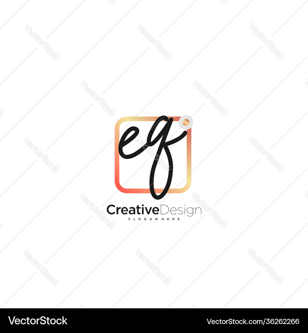 Eq initial letter handwriting logo art hand drawn Vector Image