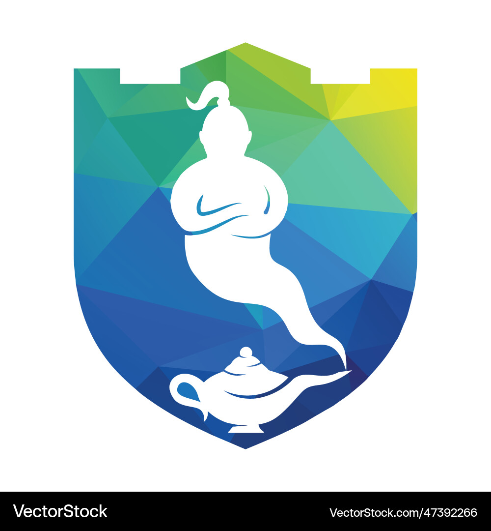 Genie with lamp logo designs Royalty Free Vector Image