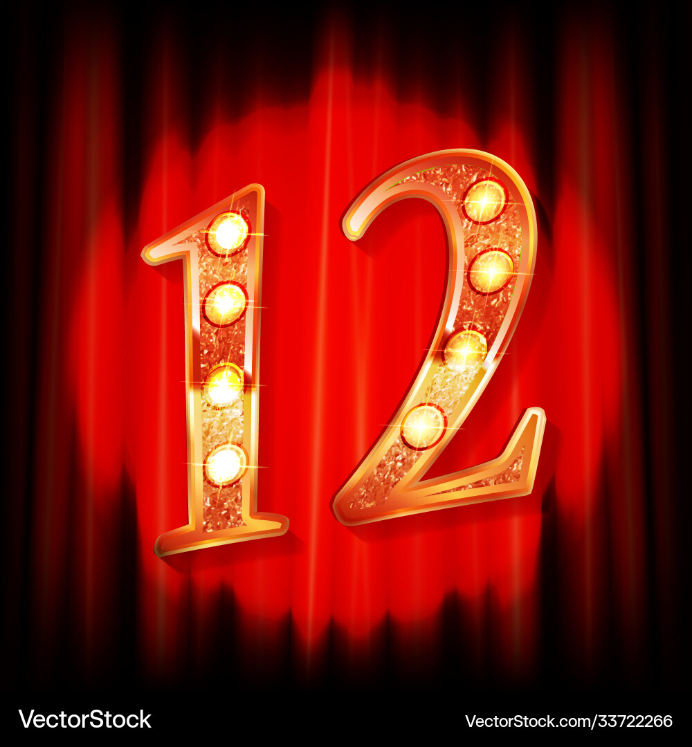 Gold numbers 12 greeting card Royalty Free Vector Image