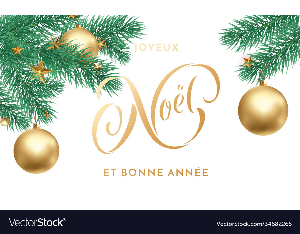 Joyeux noel french merry christmas holiday golden Vector Image