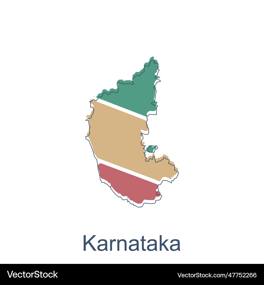 Map of karnataka colorful design element graphic Vector Image