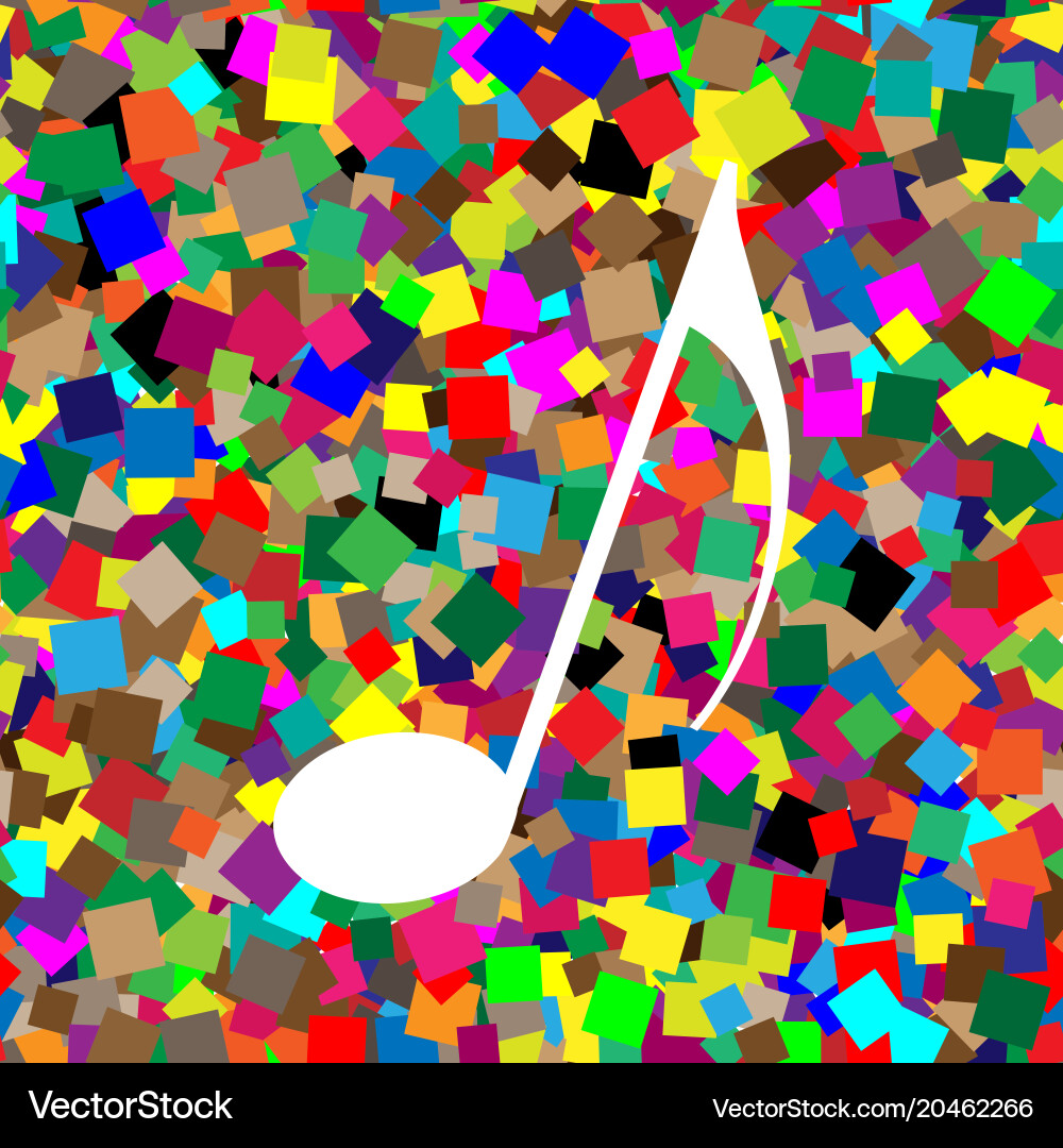 Music note sign white icon on colorful Royalty Free Vector