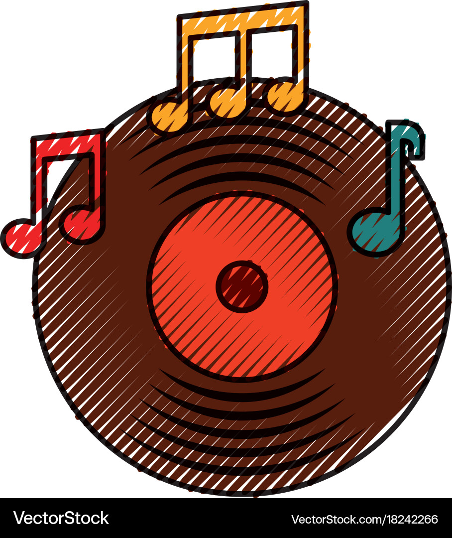 Music vinyl disk note sound vintage Royalty Free Vector