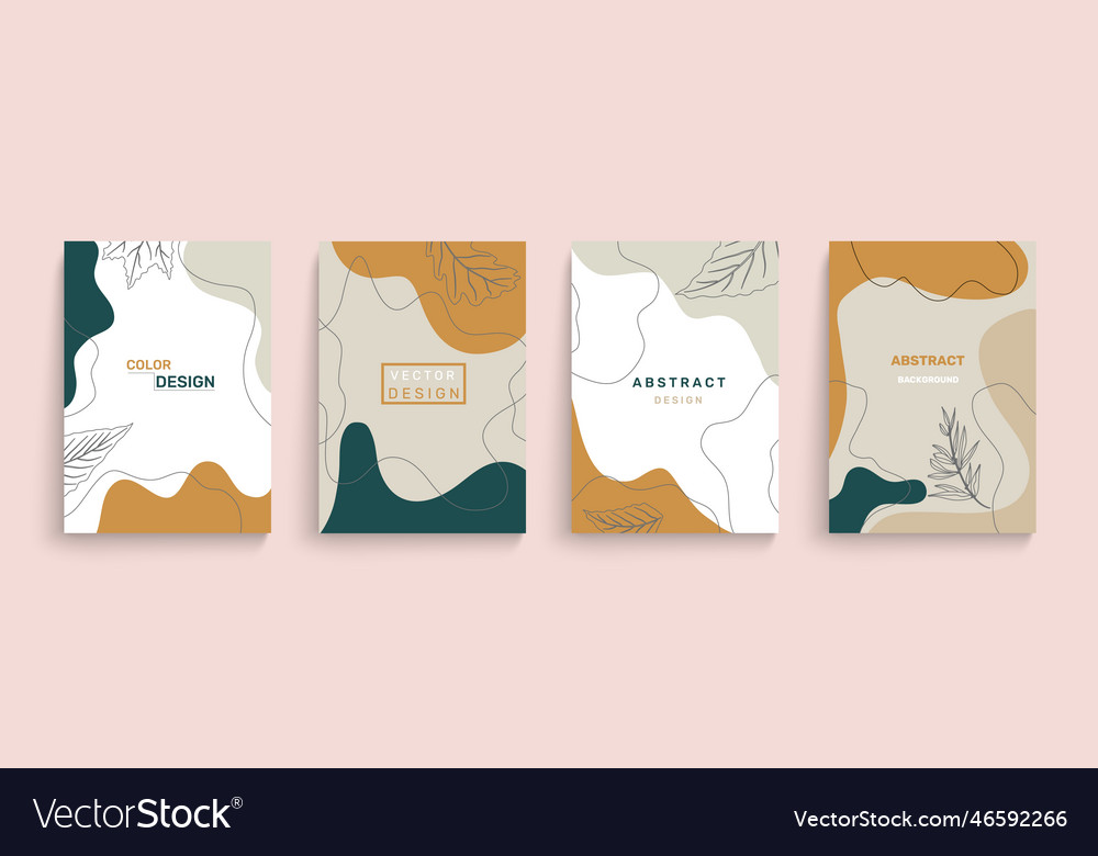 Nature floral mood abstract shape posters set Vector Image