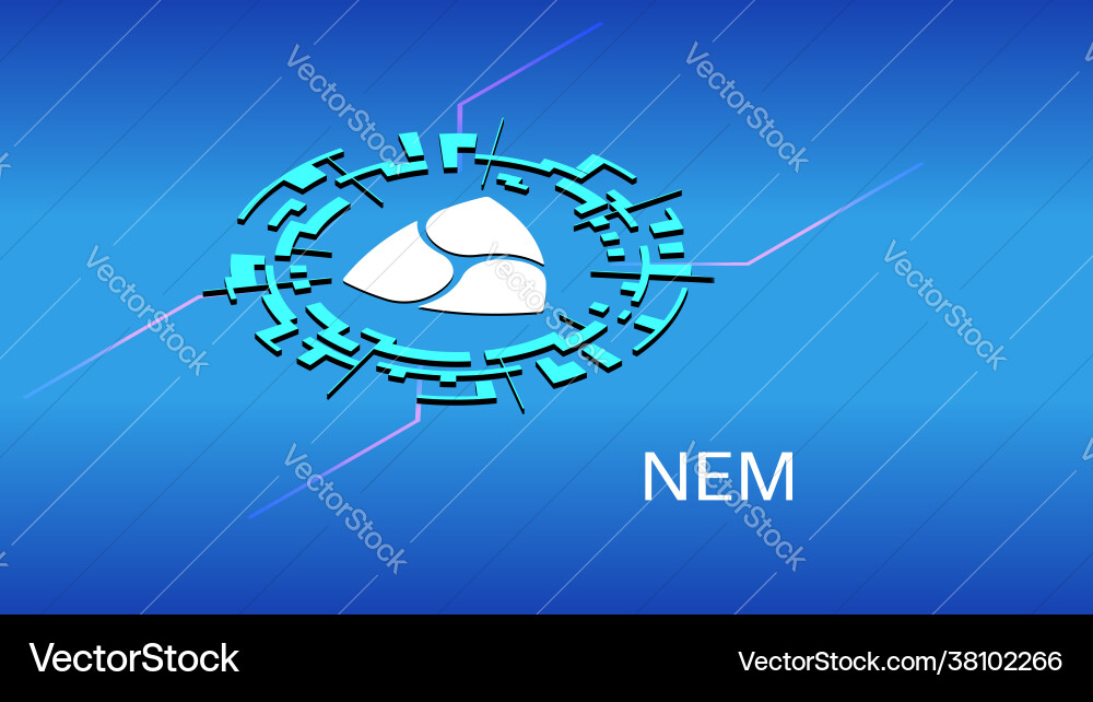 Nem xem isometric token symbol in digital circle Vector Image