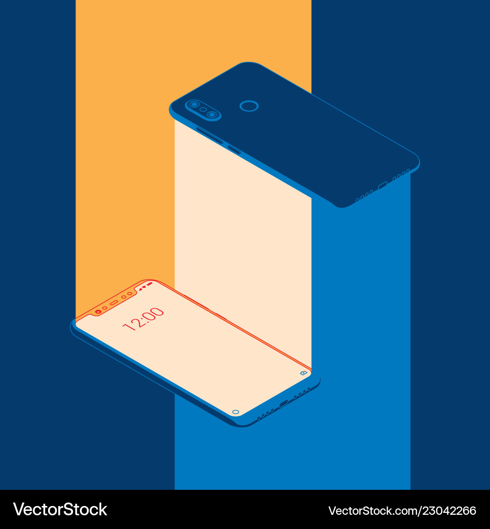 Realistic flat modern two smart phone with color Vector Image