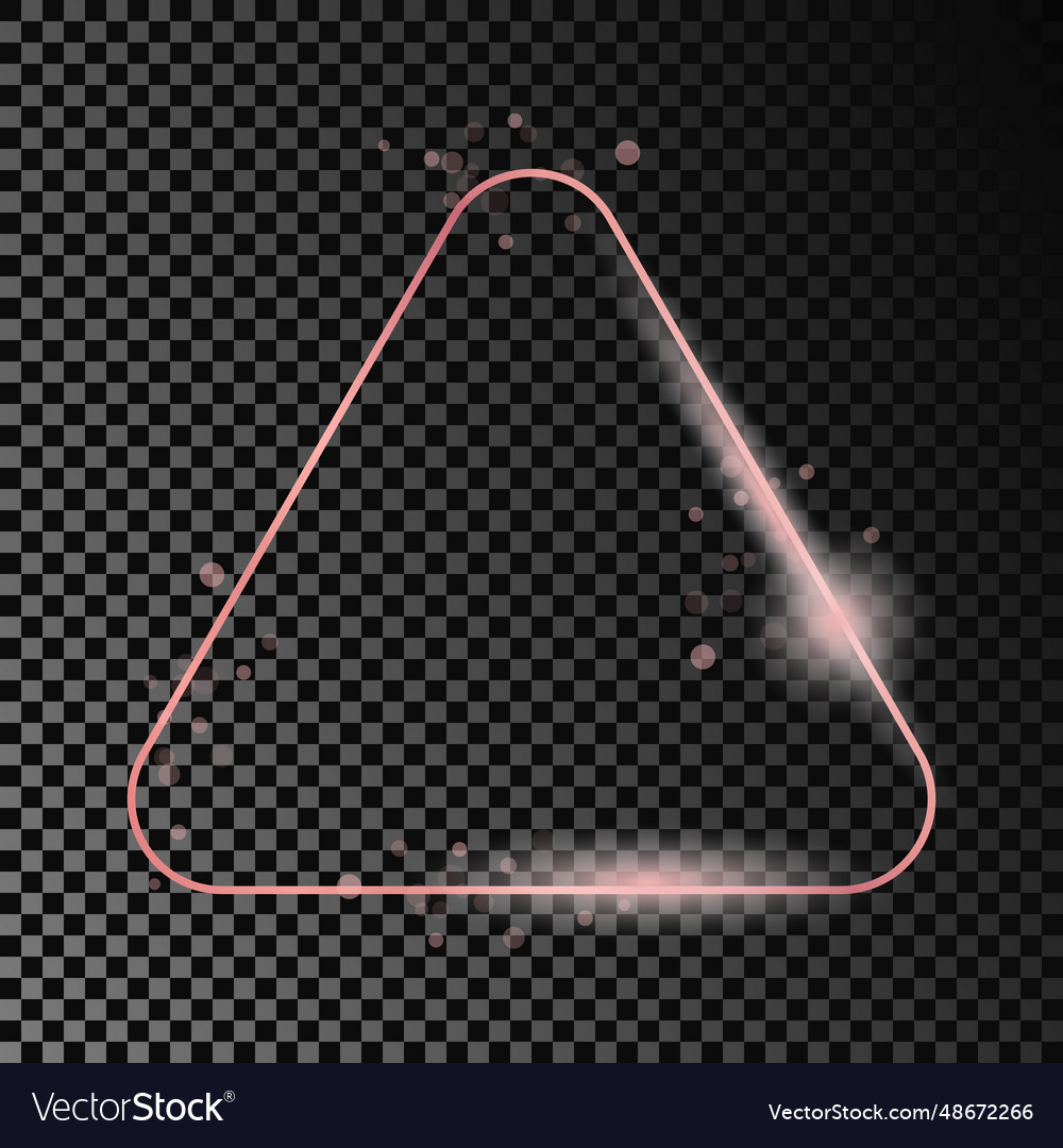 Rose gold glowing rounded triangle frame Vector Image