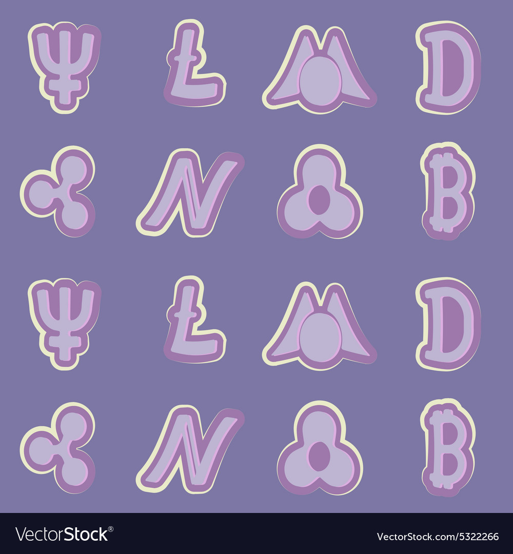 Seamless pattern with different cryptocurrency Vector Image