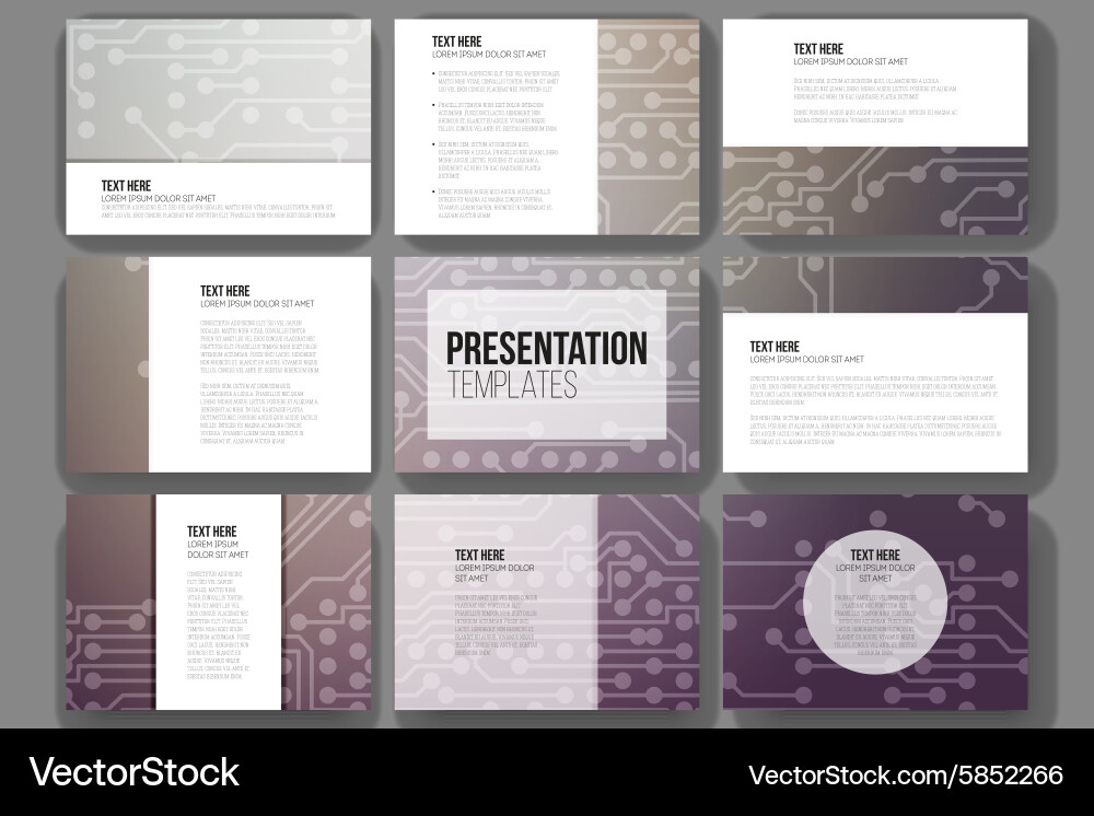 Set of 9 templates for presentation slides Vector Image