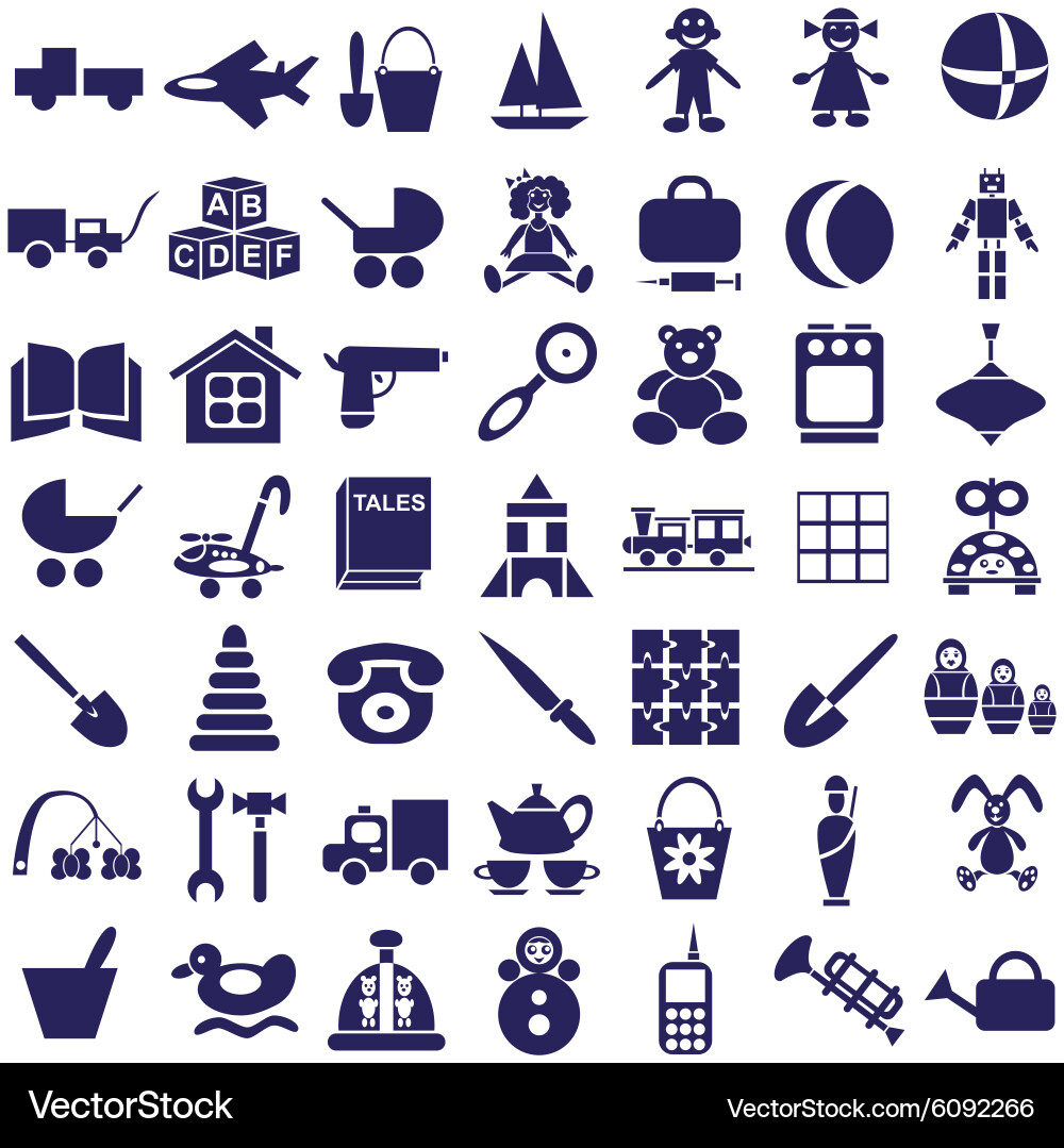 Toys icons on white Royalty Free Vector Image - VectorStock
