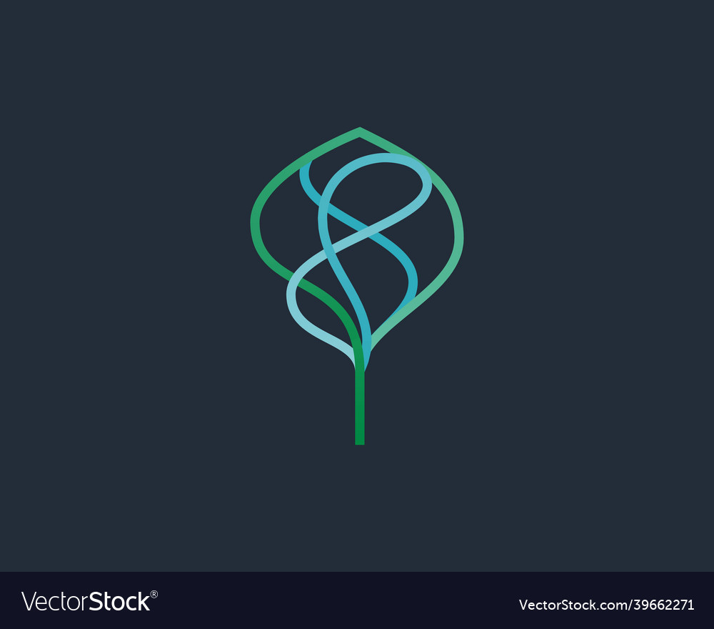 Abstract gradient linear tree logo icon Royalty Free Vector