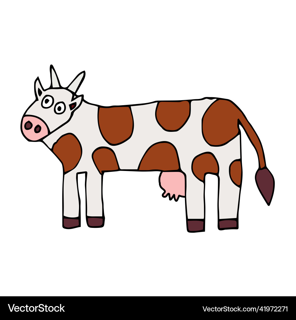 Cartoon doodle cow isolated on white background Vector Image