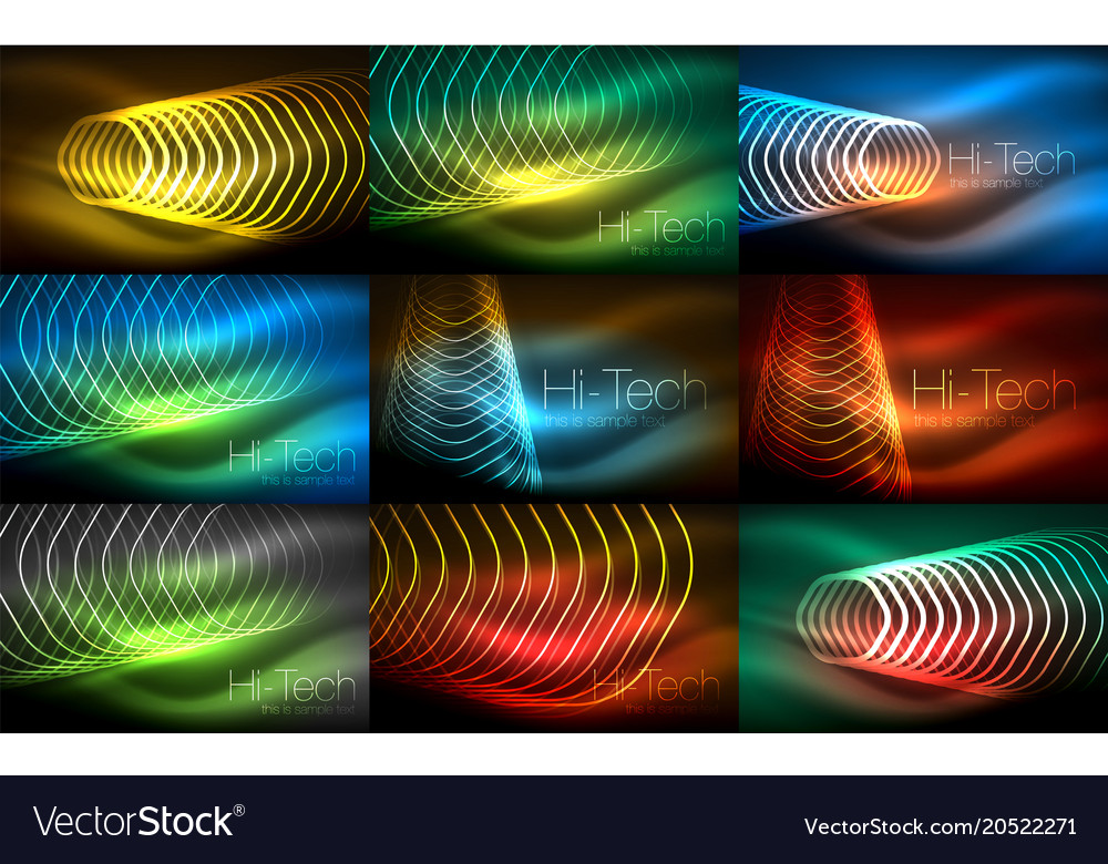 Collection of abstract backgrounds glowing Vector Image