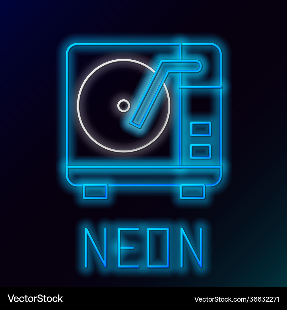 Glowing neon line vinyl player with a vinyl disk Vector Image