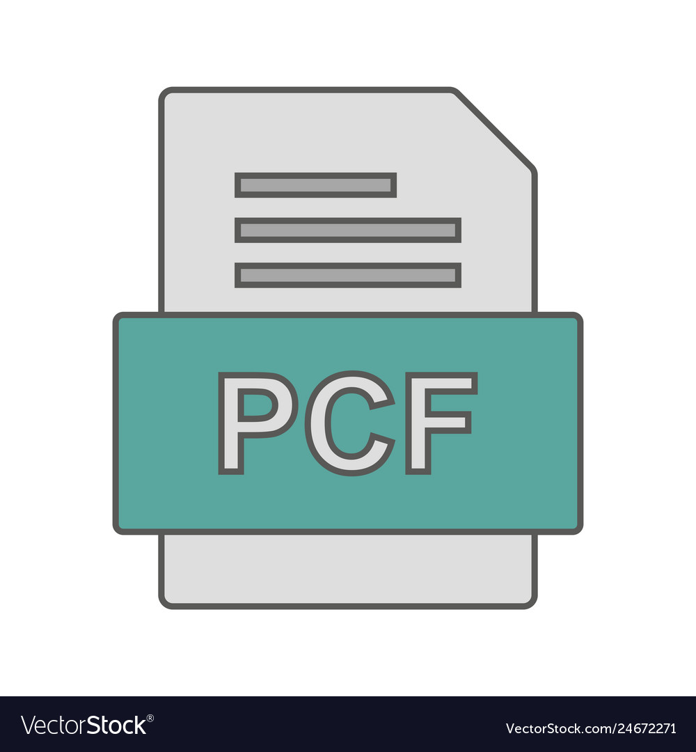 Pcf file document icon Royalty Free Vector Image