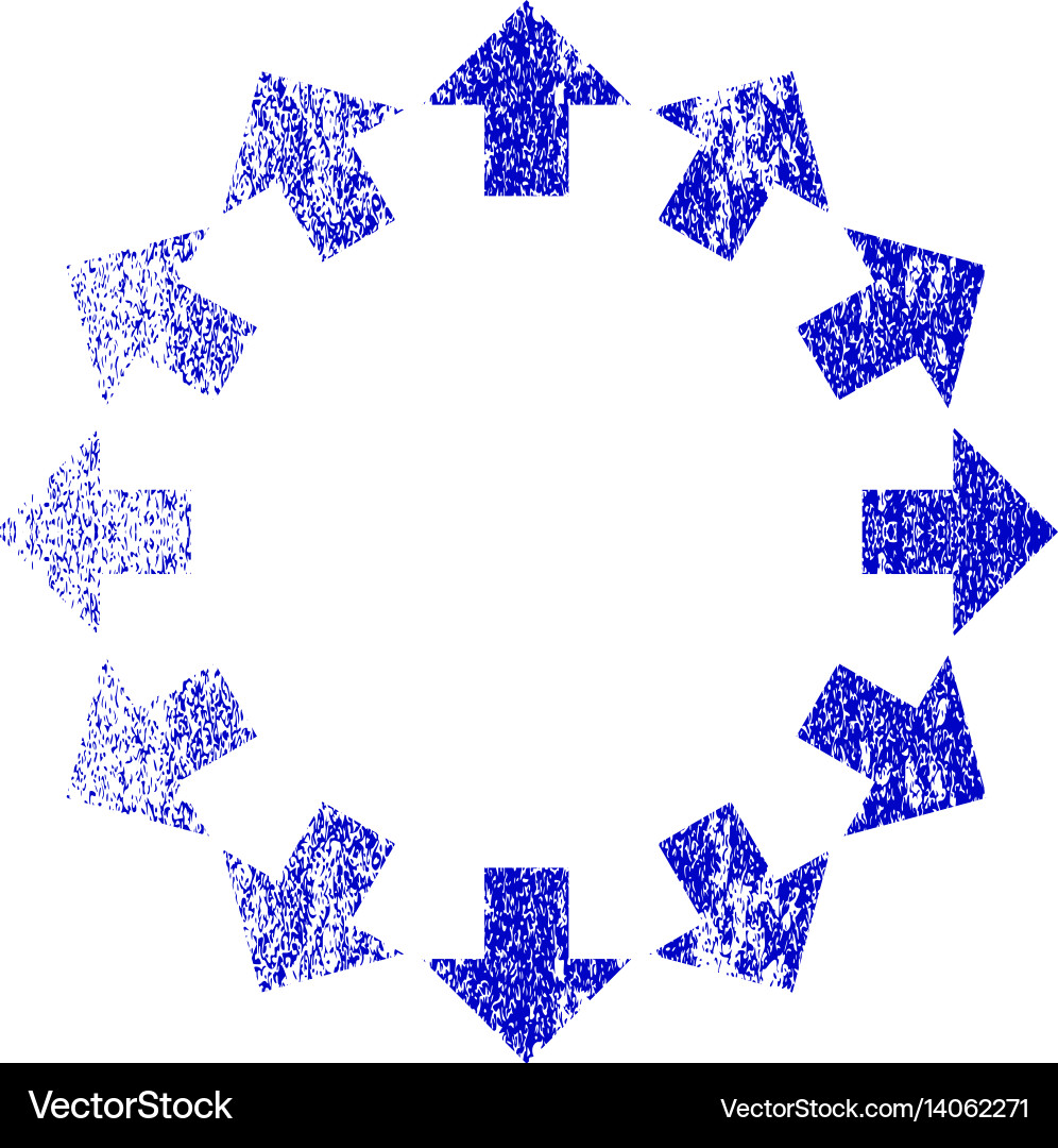 Radial arrows grunge textured icon Royalty Free Vector Image