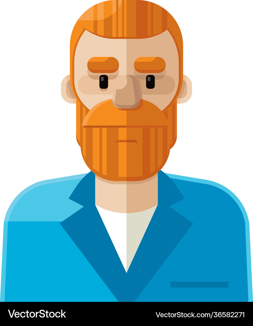 Red hair man flat icon avatar Royalty Free Vector Image