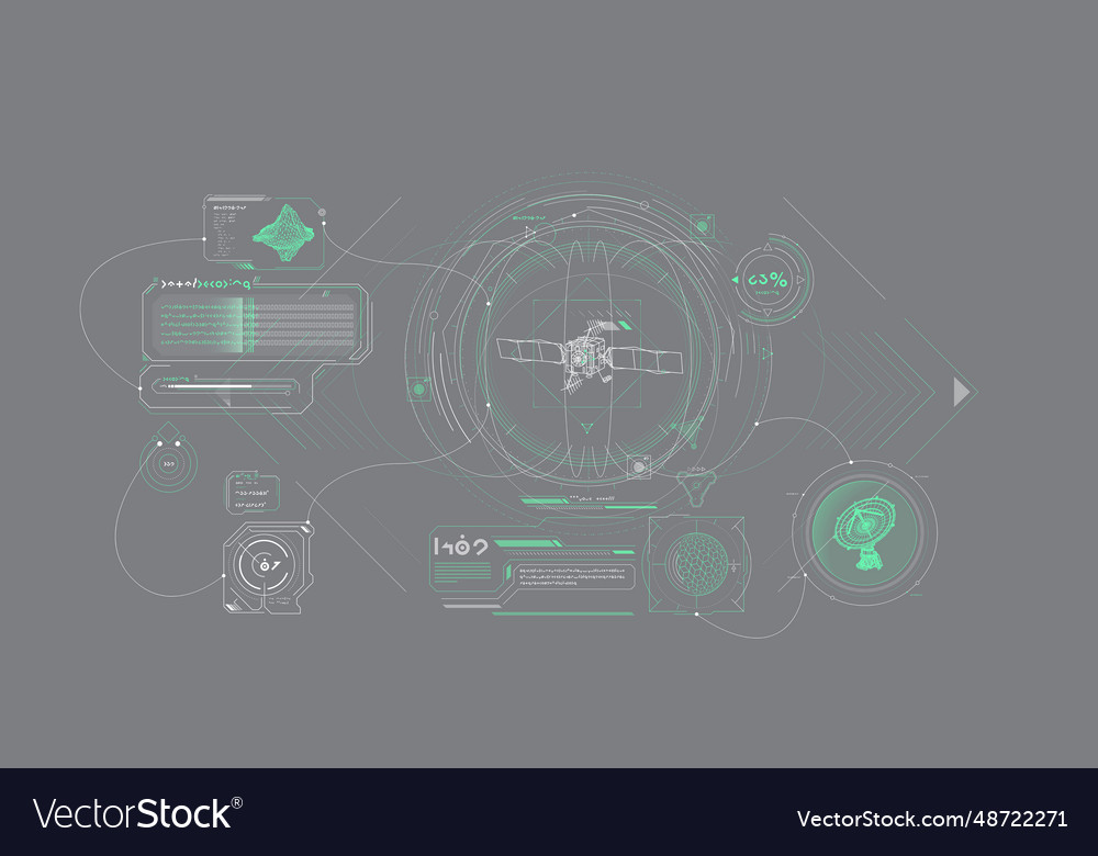 Sci-fi hud interface for data research Royalty Free Vector