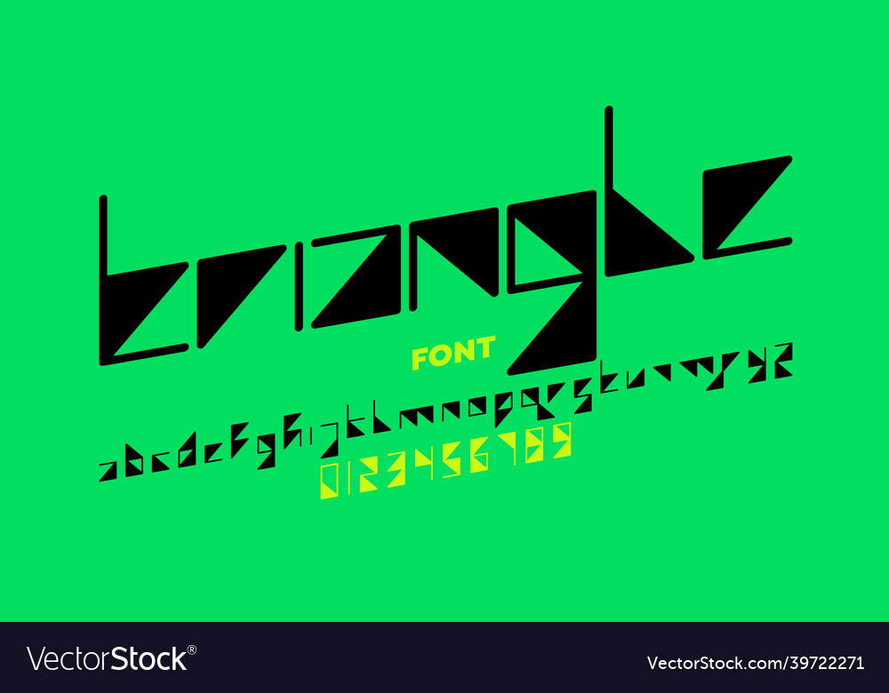 Triangle shape font design Royalty Free Vector Image