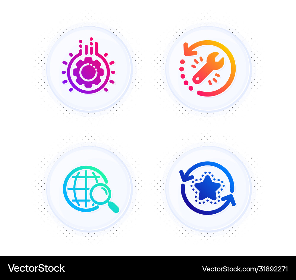 Web search gear and recovery tool icons set Vector Image