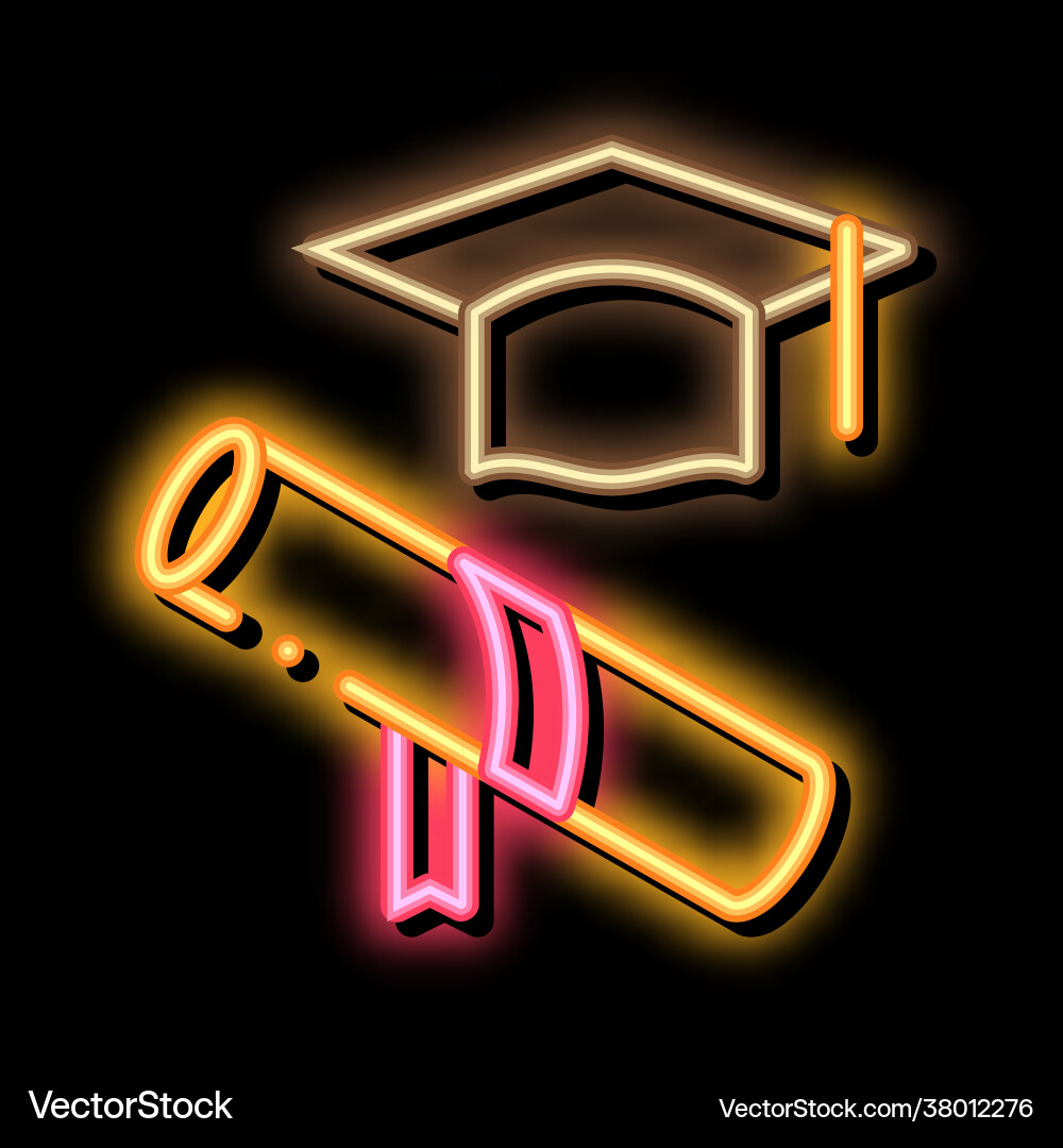 Academy graduate attributes neon glow icon Vector Image