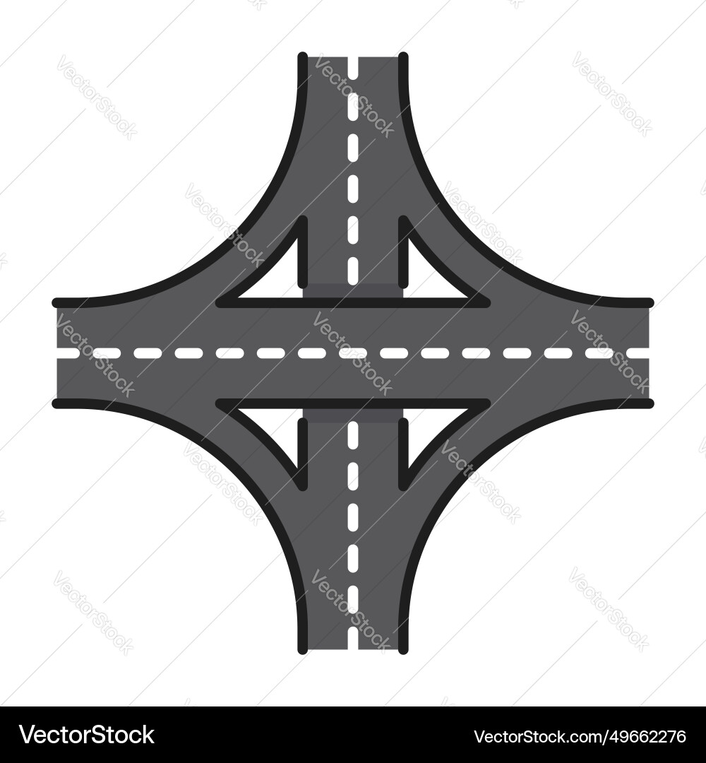 Color highway road line icon traffic interchange Vector Image
