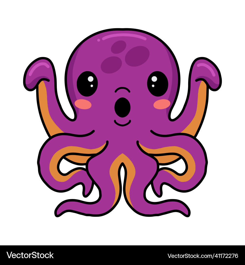 Cute little pink octopus cartoon Royalty Free Vector Image