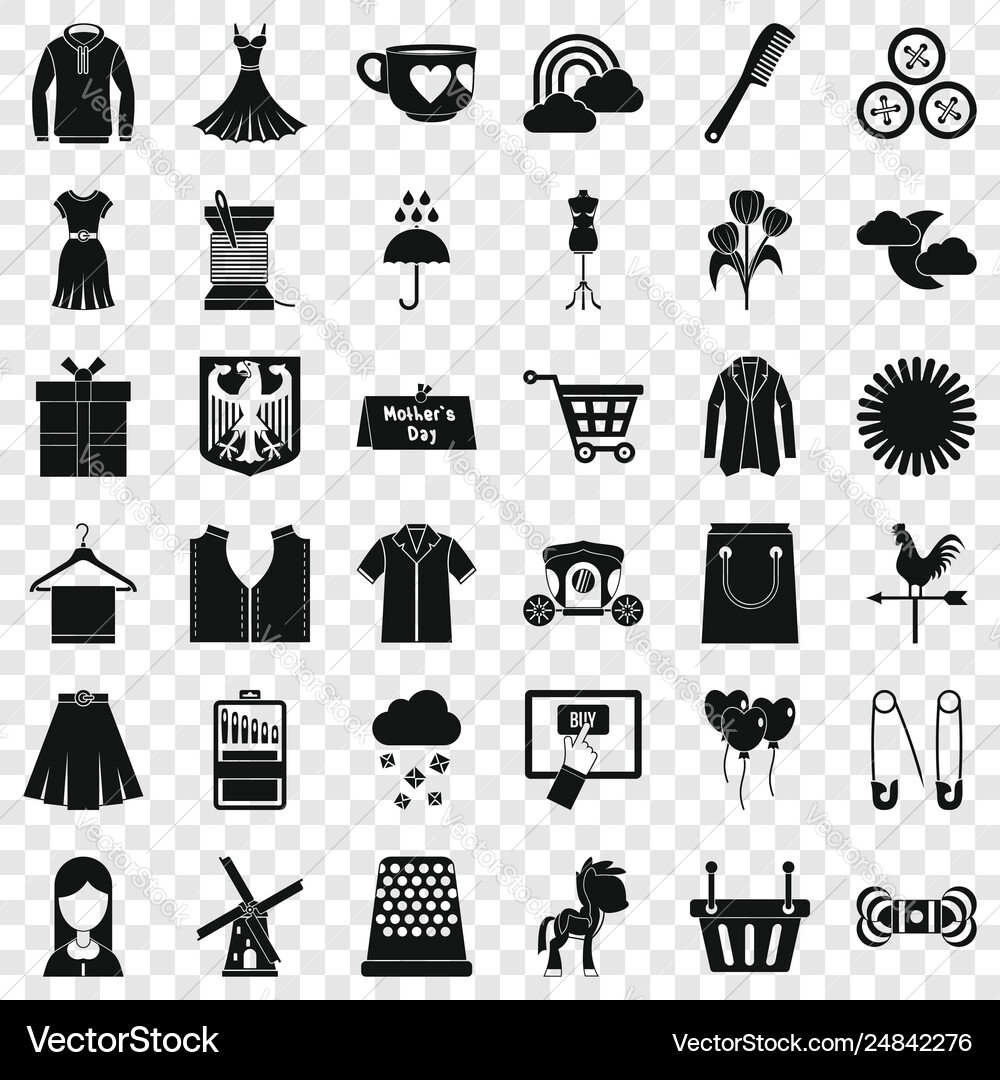 Dress icons set simple style Royalty Free Vector Image