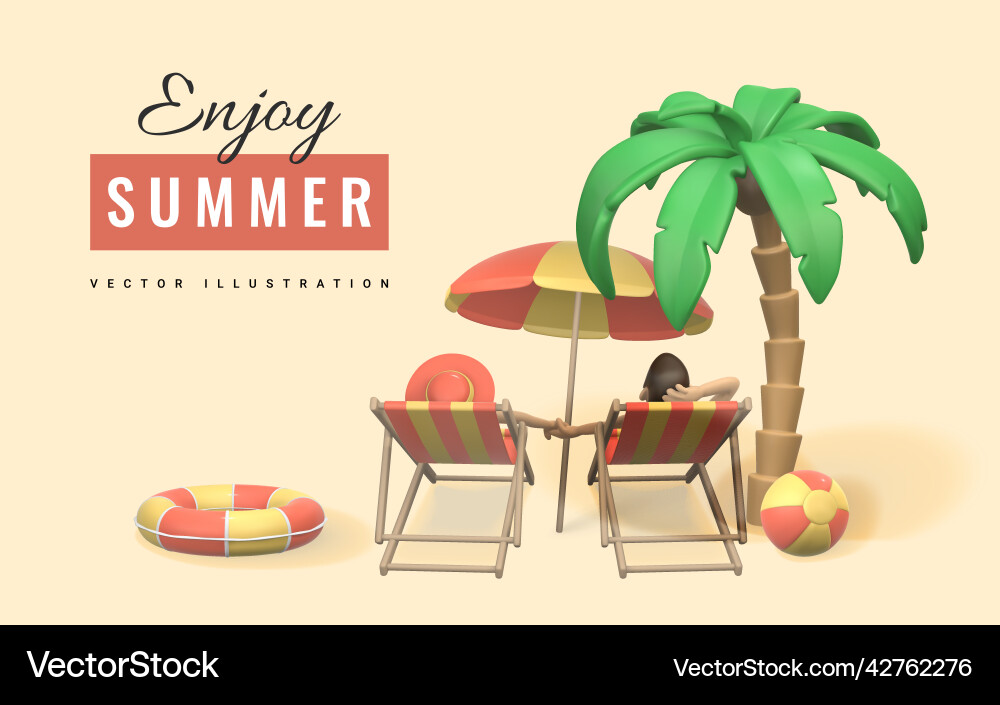 Enjoy summer promo banner design summer 3d Vector Image