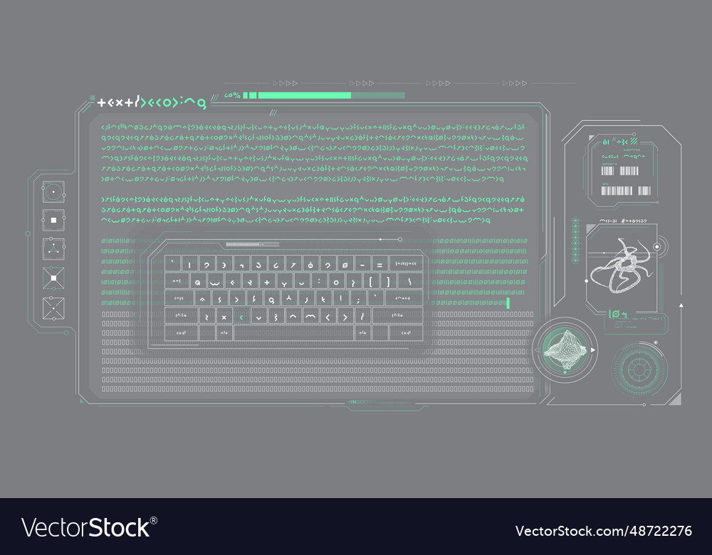 Futuristic hud interface for processing server Vector Image