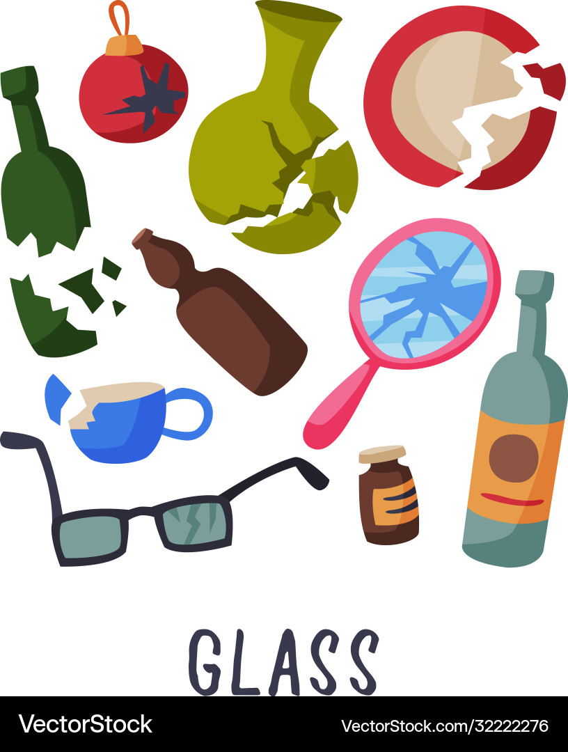 Glass waste sorting segregation and separation of Vector Image