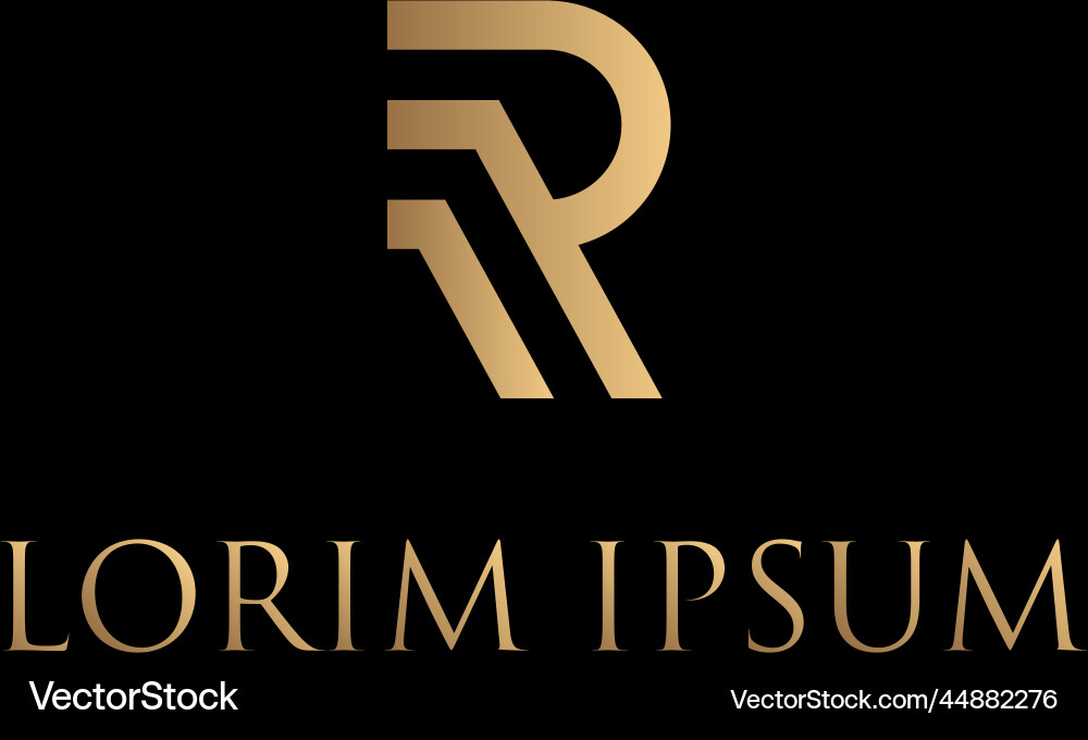 Golden letter r logo design Royalty Free Vector Image