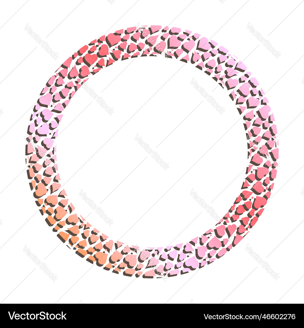 Golden wide round hearts frame for decorative Vector Image