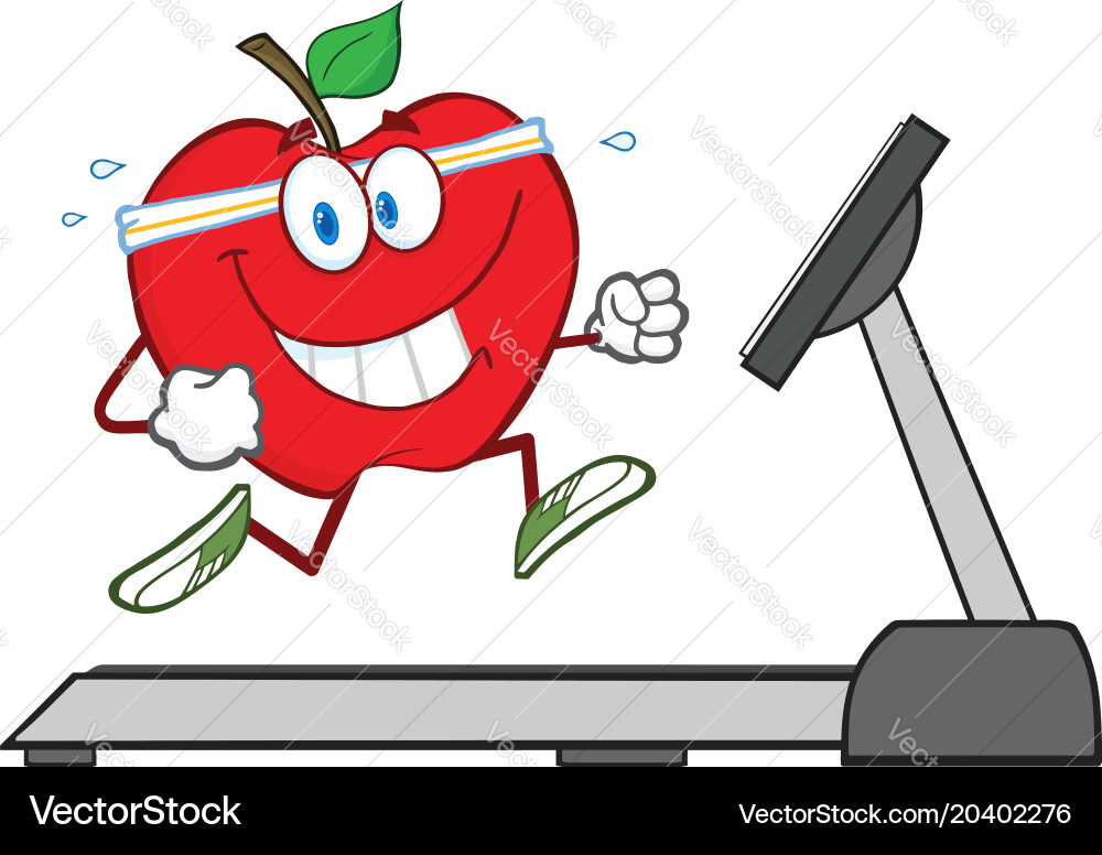 Healthy red apple cartoon character running Vector Image