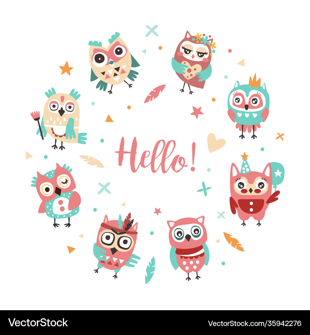 Hello banner template with cute colorful hand Vector Image