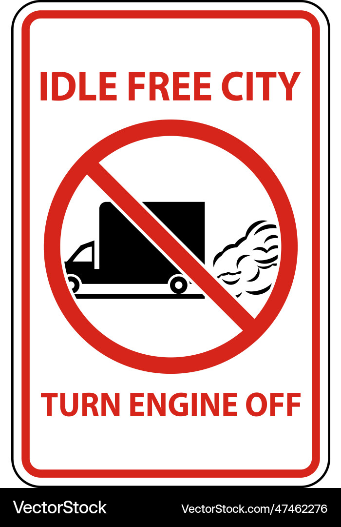 Idle free city turn off engine sign on white Vector Image