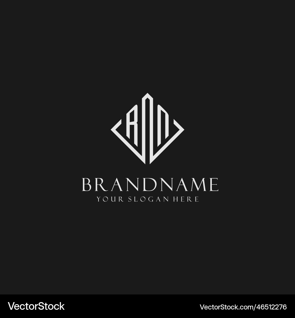 Letter rn logo with rhombus square design style Vector Image