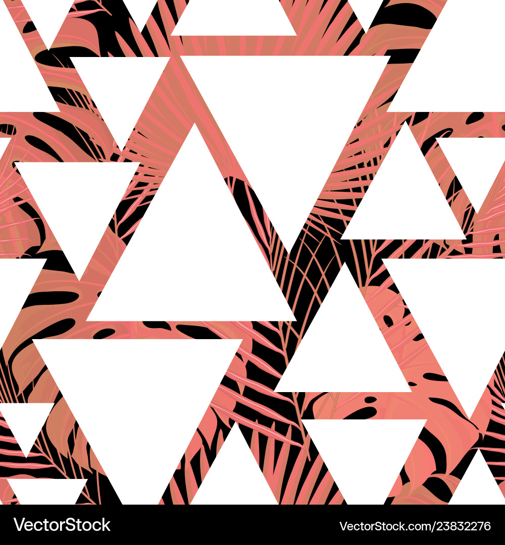 Living coral with triangles tropical leaves Vector Image