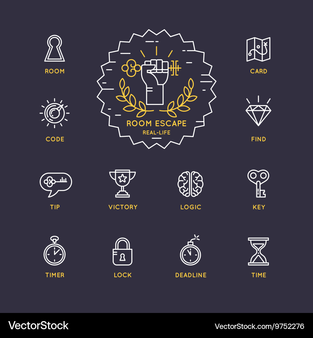 Logo for the quest and room escape Royalty Free Vector Image