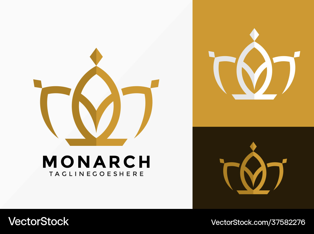 Luxury m monarch crown logo design brand Vector Image