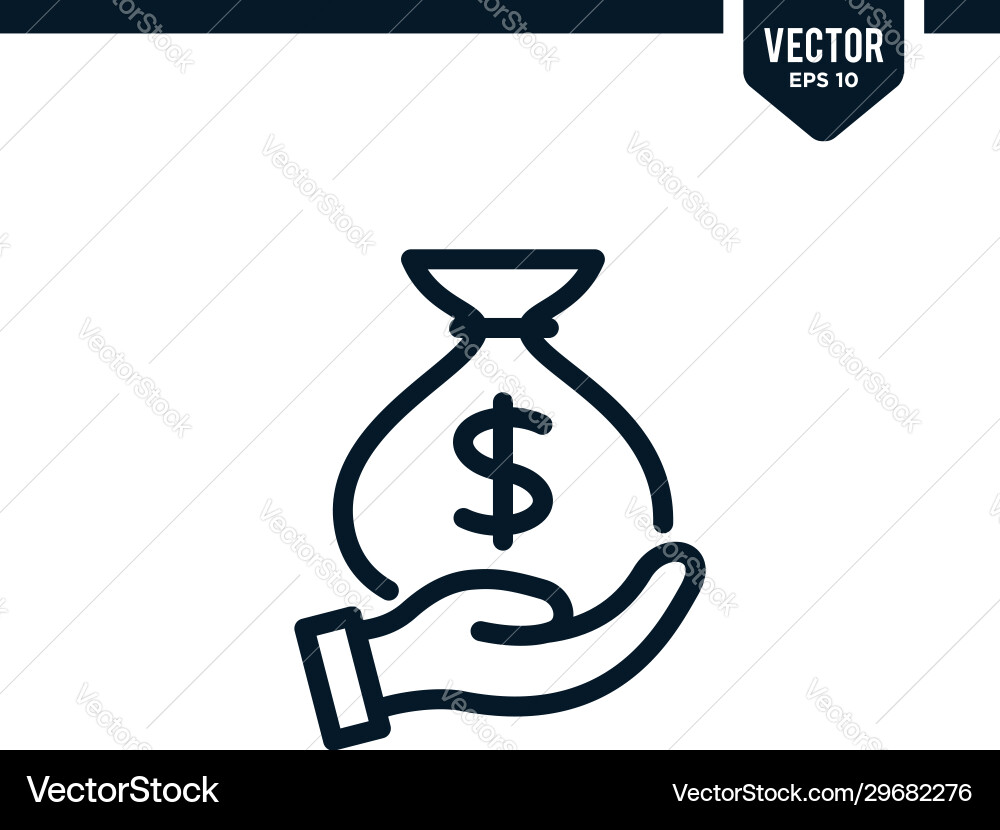 Money sack or bag icon collection Royalty Free Vector Image