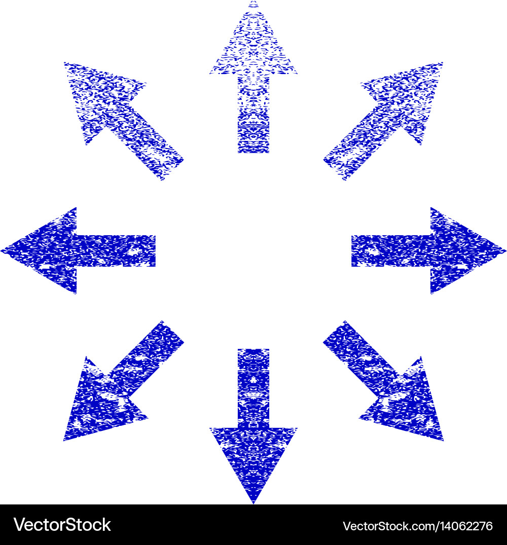 Radial arrows grunge textured icon Royalty Free Vector Image