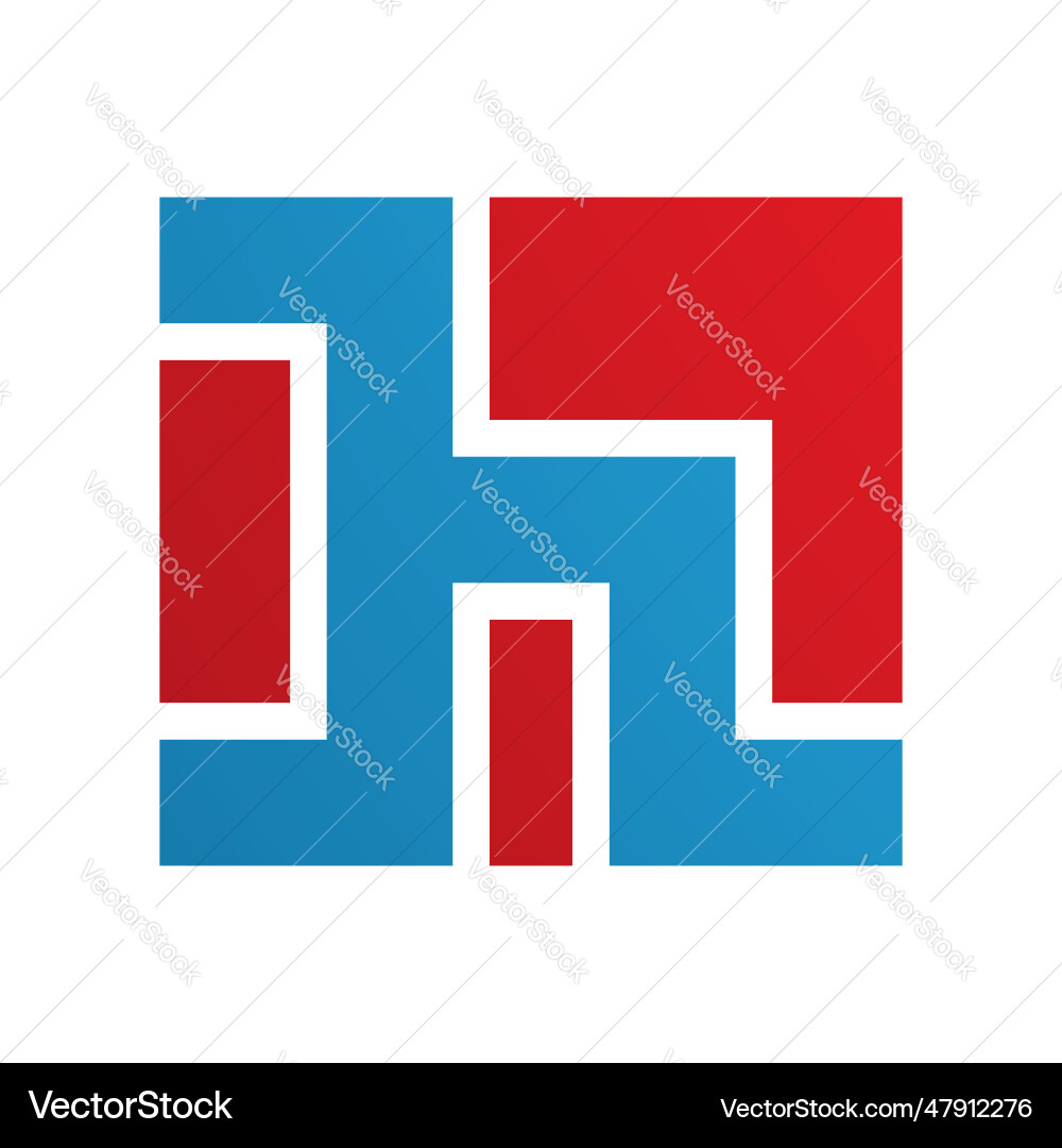 Red and blue square shaped letter h icon Vector Image