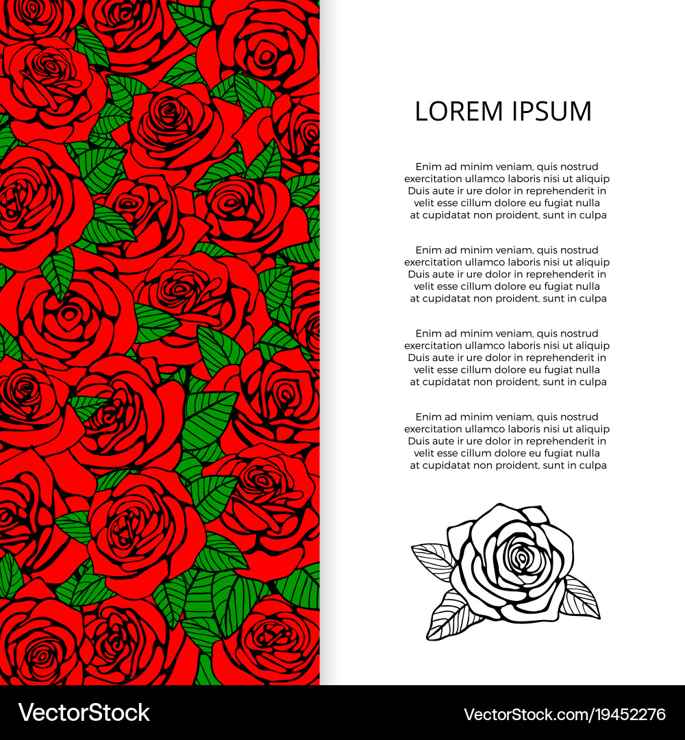 Red roses and leaves banner design Royalty Free Vector Image