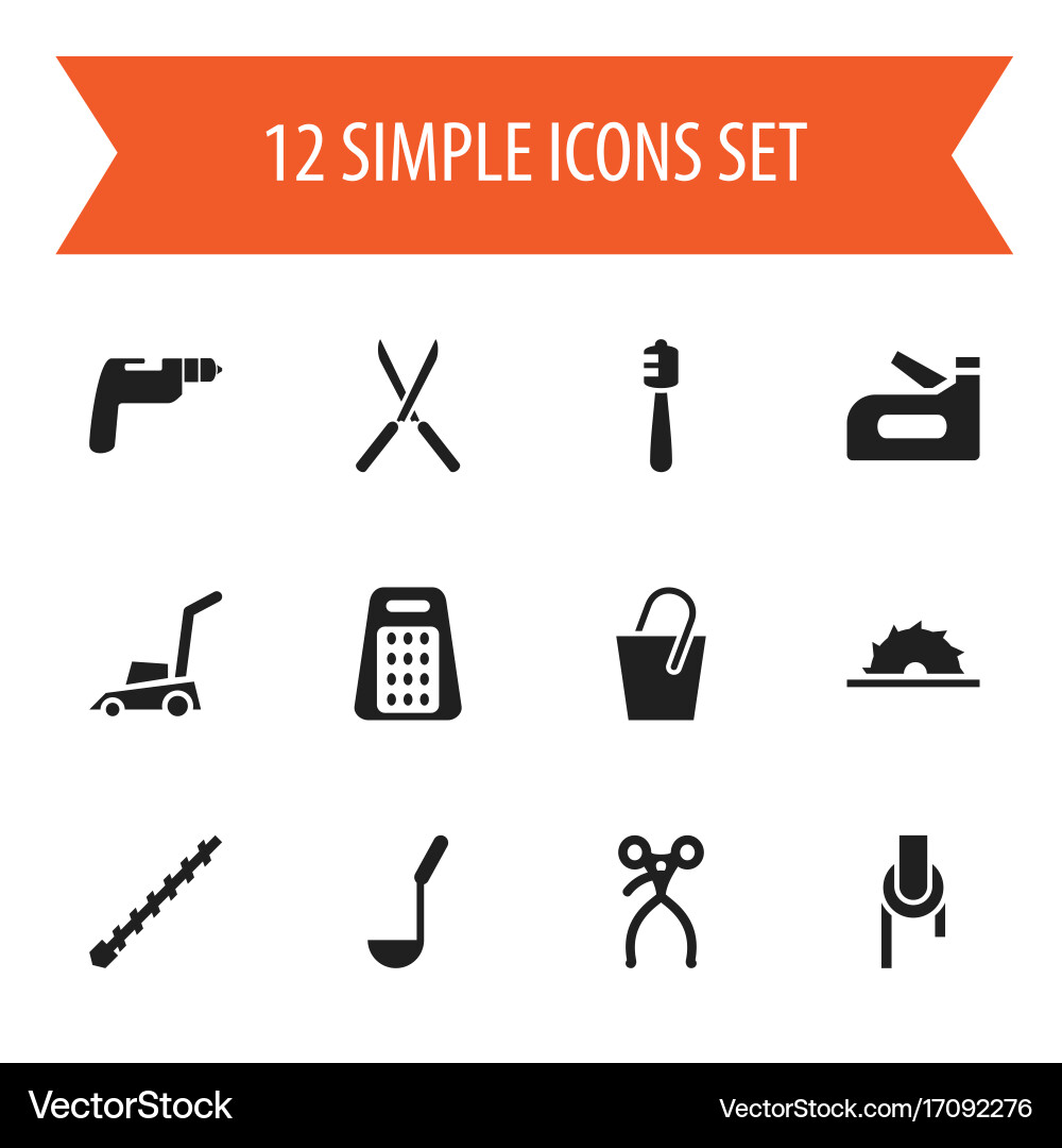 Set of 12 editable instrument icons includes Vector Image