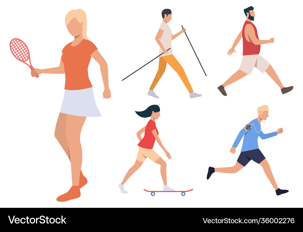 Set summer activities men and women playing Vector Image